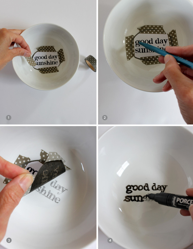 DIY hand-lettered cereal bowl