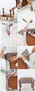 DIY Reupholstered Stool
