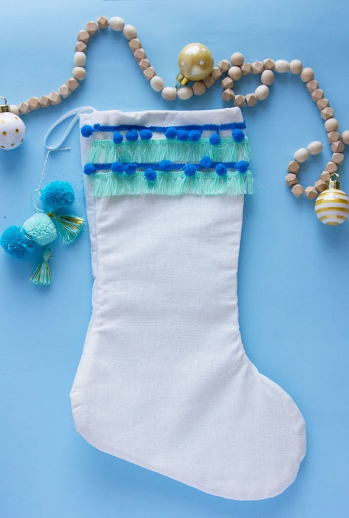DIY Pom Pom Trim Stocking - Alice and Lois