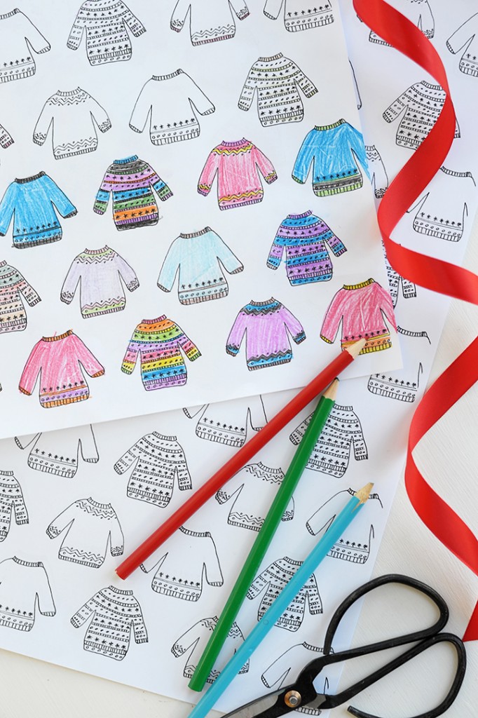 Free Printable Holiday Sweater Wrapping Paper with Ugly Sweater M&Ms ...