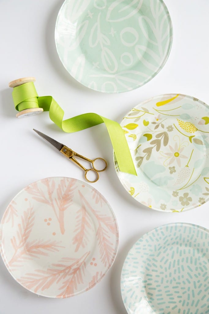 DIY Fabric Lined Glass Plates - Alice and Lois