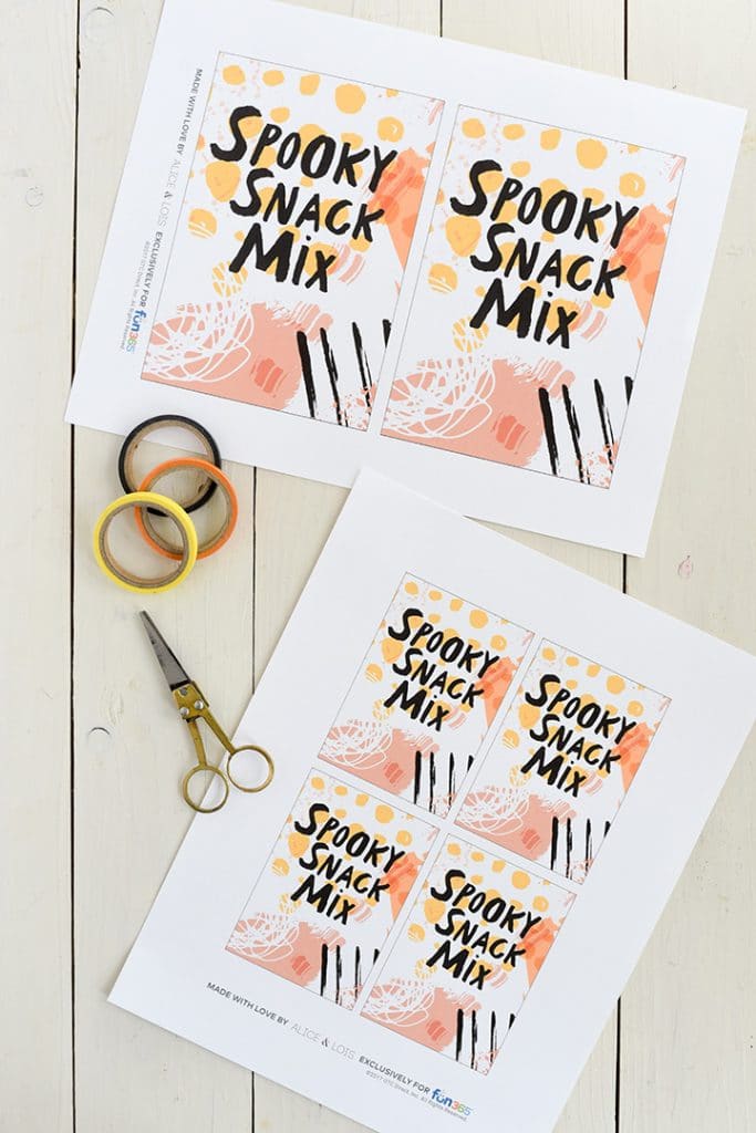 Halloween Snack Mix Recipe with Free Printable Label - Alice and Lois