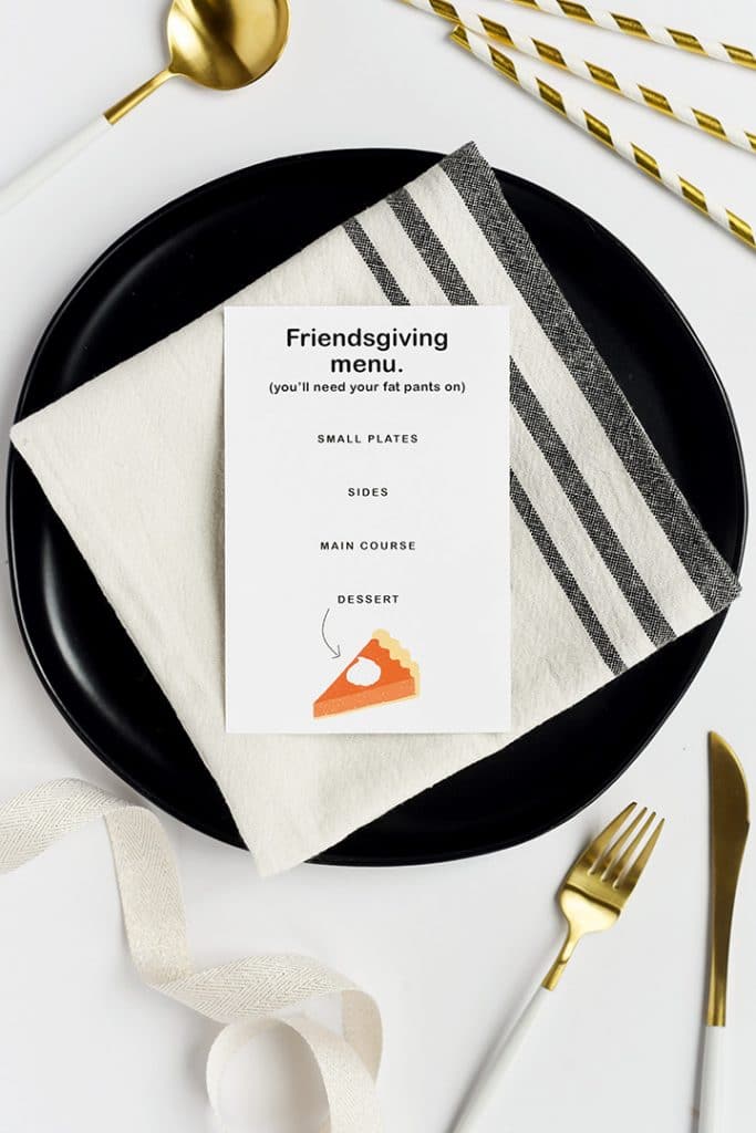 Friendsgiving invitations and free printable menus - Alice and Lois