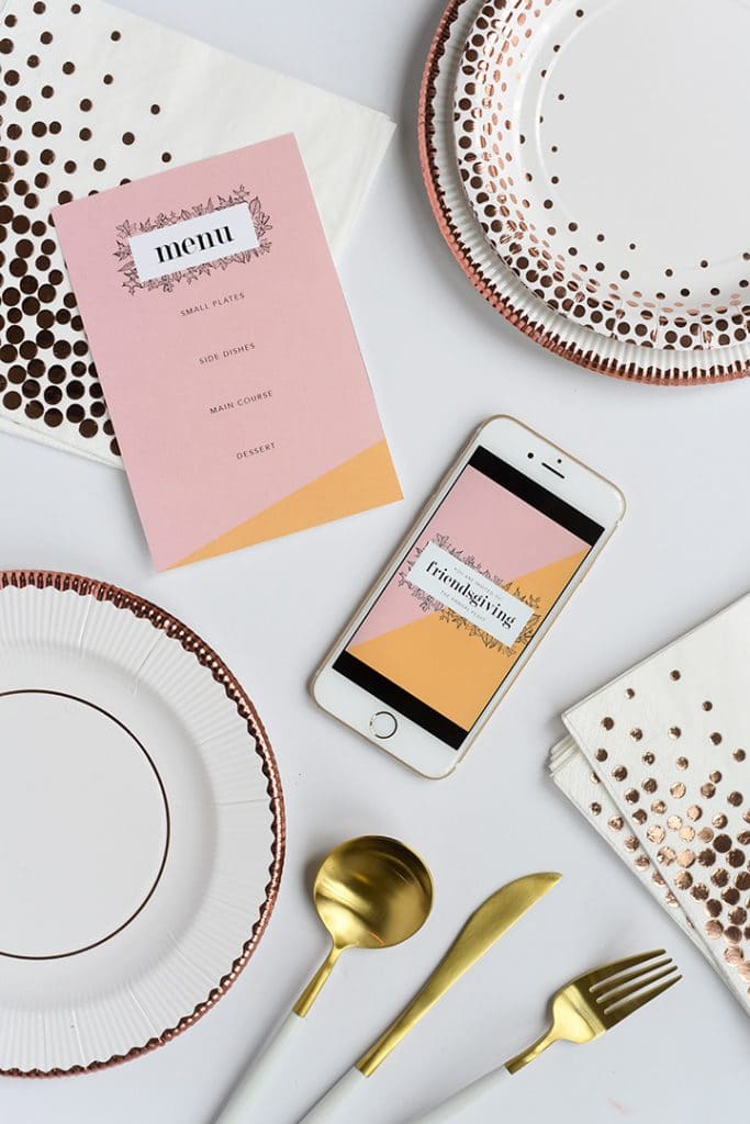 Friendsgiving invitations and free printable menus - Alice and Lois