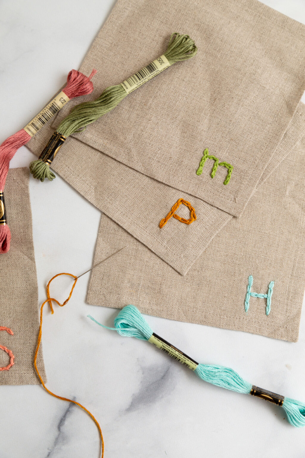 DIY Chain Stitch Linen Coasters - Alice and Lois